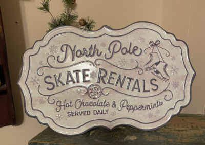 Primitive Winter Metal North Pole Sign Gray/White 19x12 | eBay