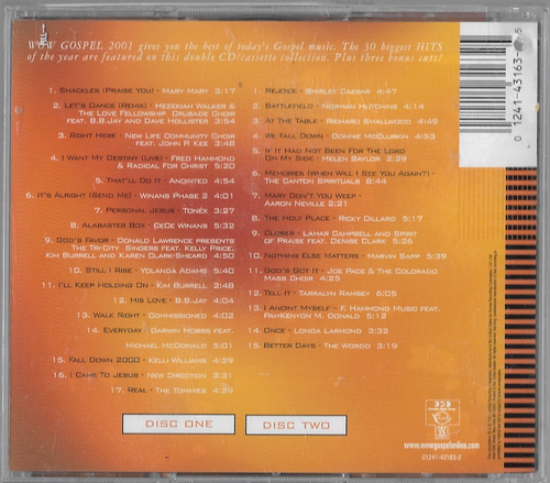 Wow Gospel 2001 The Year’s 30 Top Gospel Artists And Songs (CD, 2-Disc ...