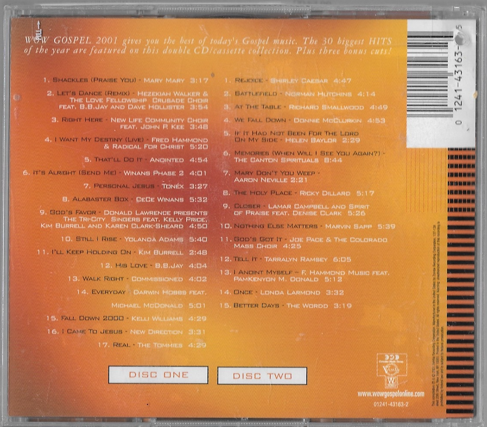 Wow Gospel 2001 The Year’s 30 Top Gospel Artists And Songs (CD, 2-Disc ...