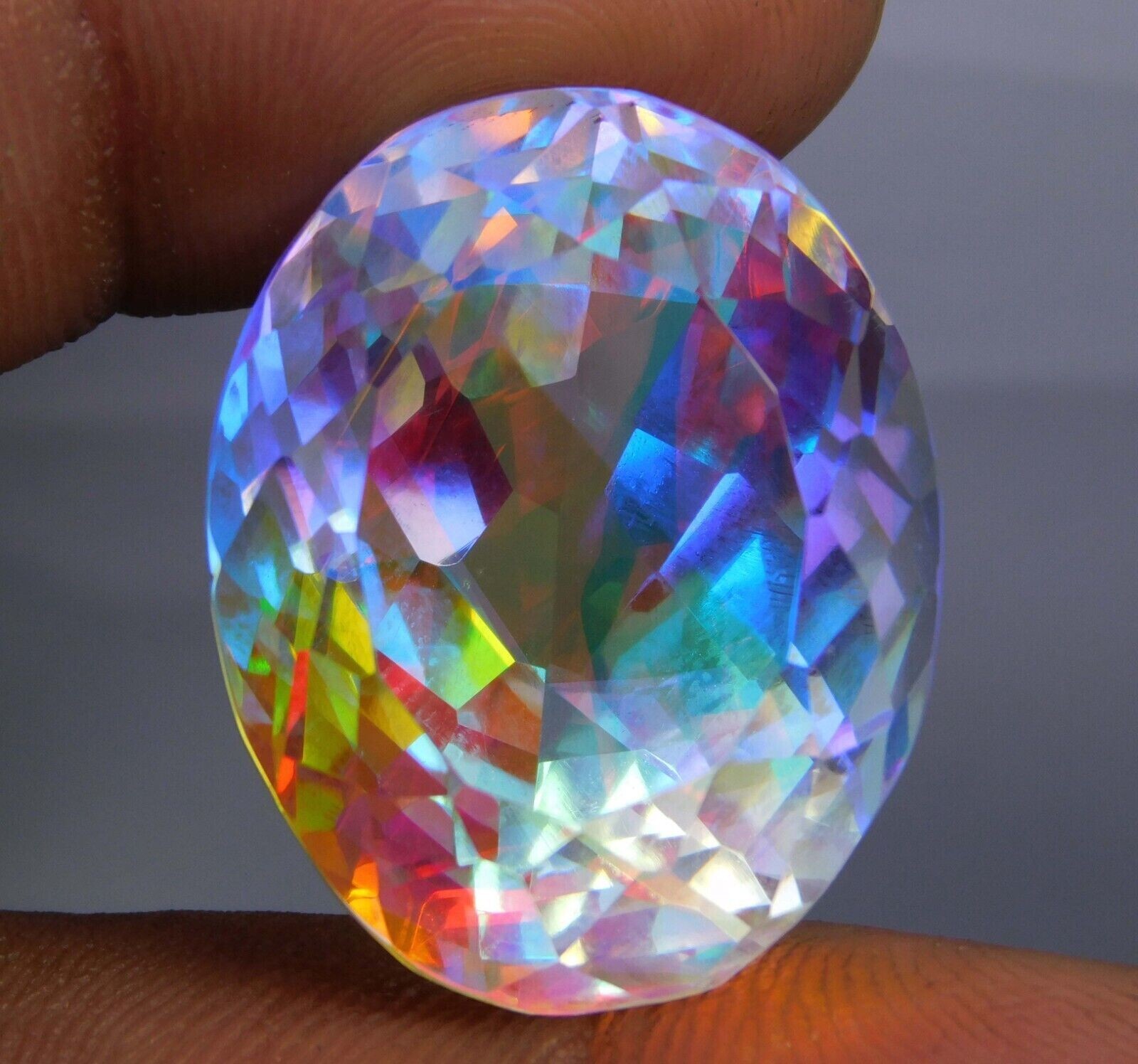AAA 100 Ct+ Loose Gemstone Natural Rainbow Mystic Topaz Certified Oval ...