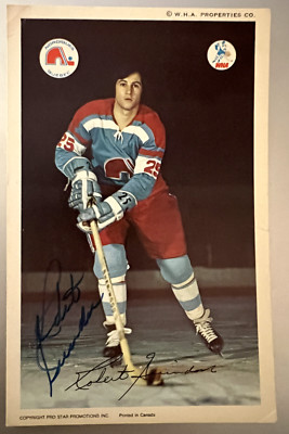 ROBERT GUINDON AUTOGRAPHED NHL QUEBEC NORDIQUES TEAM ISSUED POSTCARD NM ...