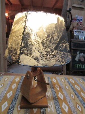 1950's Antique Stirrup Lamp W/Photo Shade Works GVC | eBay