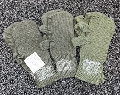 3 PAIRS US MILITARY ARMY WOOL BLEND TRIGGER FINGER MITTENS INSERTS SZ L ...