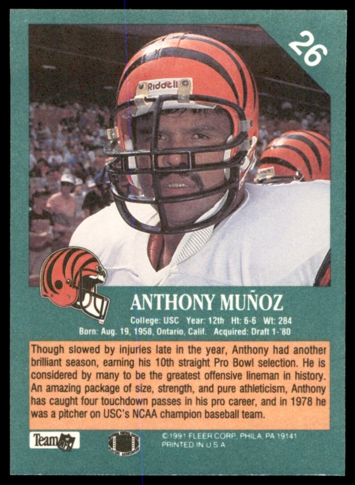 1991 Fleer Anthony Munoz . Cincinnati Bengals #26 | eBay