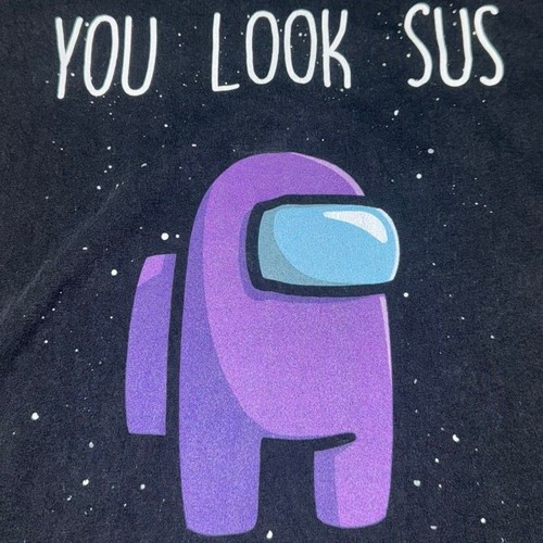 Among Us T Shirt You Look Sus Purple Crewmate Graphic Tee Size Large ...