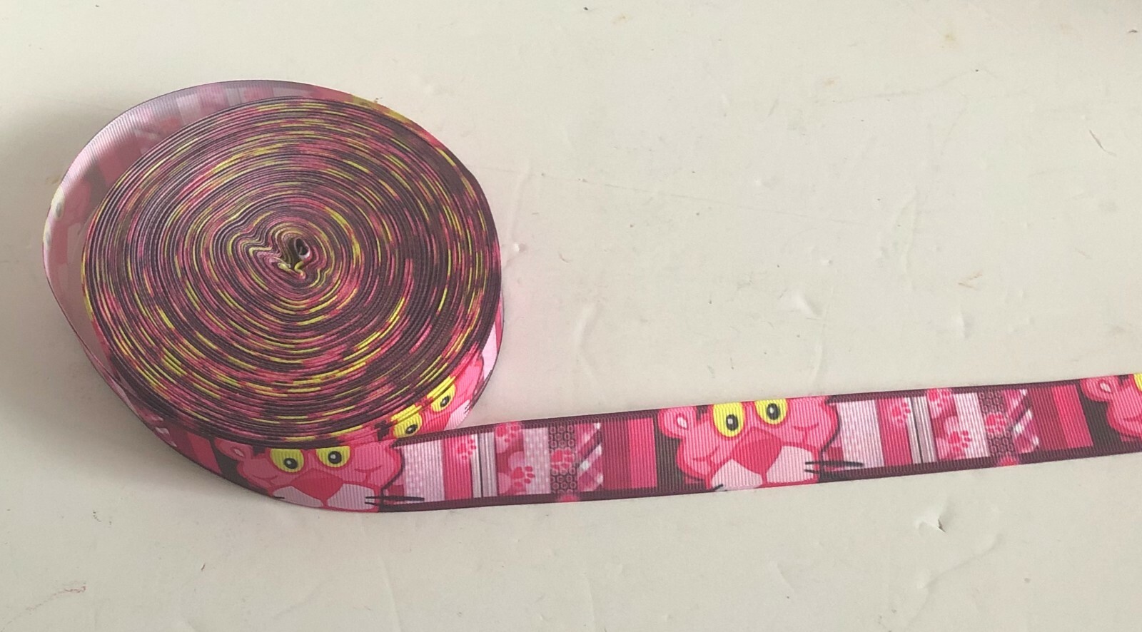 Large Roll - 1" Inch wide Pink Panther Printed Ribbon - Roll is 5.75 ...