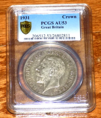 Great Britain 1931 1 Crown George V AU53 PCGS GRADED CERTIFIED ENGLAND ...