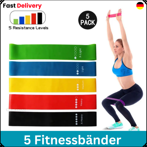 5er Set Fitnessbänder Sport Widerstandsband schlank Gummiband ...