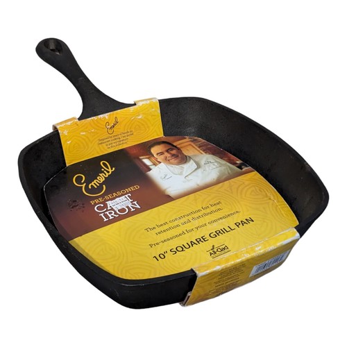 NEW Emeril Cast Iron Square Skillet Fry Pan 10 inch 1¾" Deep Handle ...