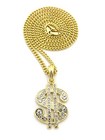 NEW DOLLAR SIGN PENDANT & 24" BOX/CUBAN/ROPE CHAIN HIP HOP NECKLACE ...
