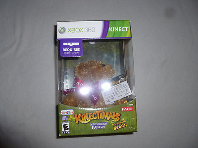 NEW IN BOX XBOX 360 KINECT KINECTIMALS FAO SCHWARZ PLUSH BEAR & GAME ...