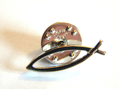Vintage Silver Tone Ballou Red'D Christian Faith Fish Pin Lapel Tie Pin ...