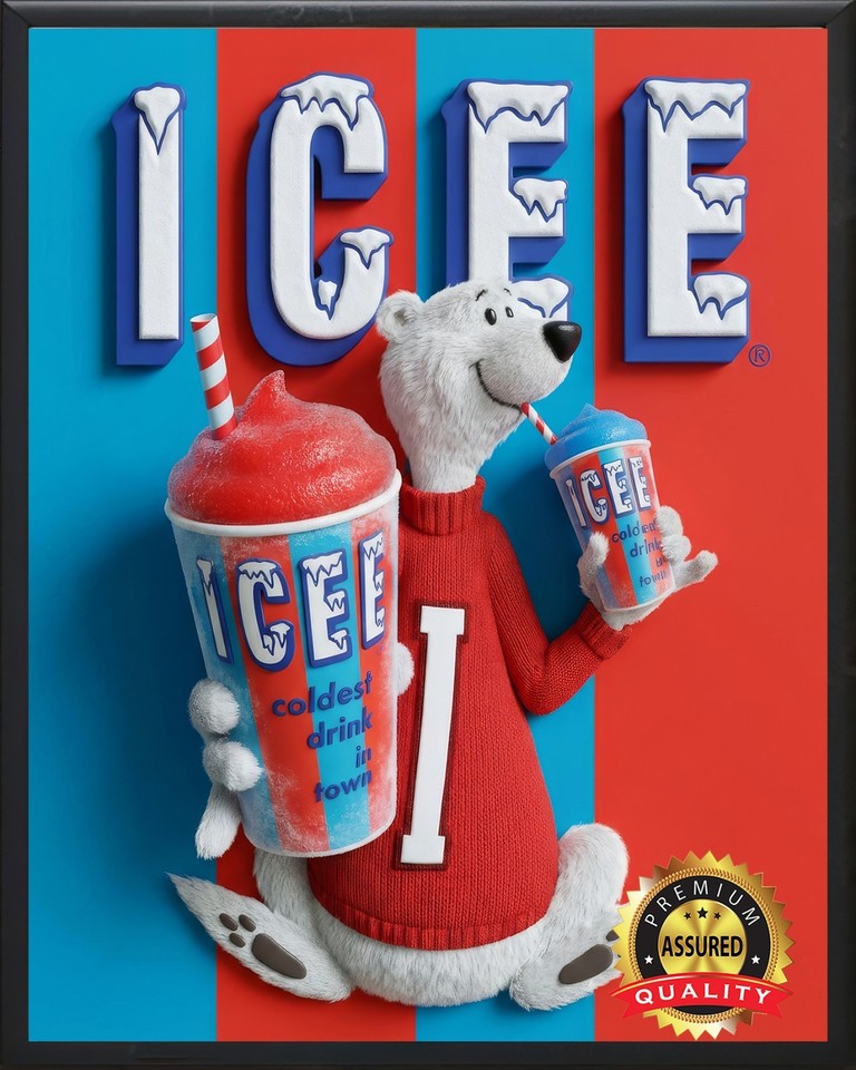 ICEE - Coldest Drink In Town - Polar Bear - Metal Sign 11 x 14 | eBay