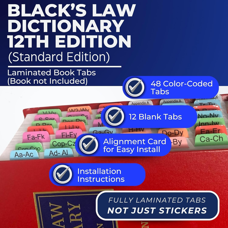 Book Tabs for Black’S Law Dictionary 12Th Edition (Standard Edition ...