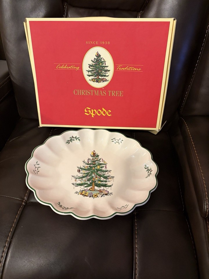 SPODE CHRISTMAS TREE S3324-A5 Oval Fluted Serving Dish Platter | eBay
