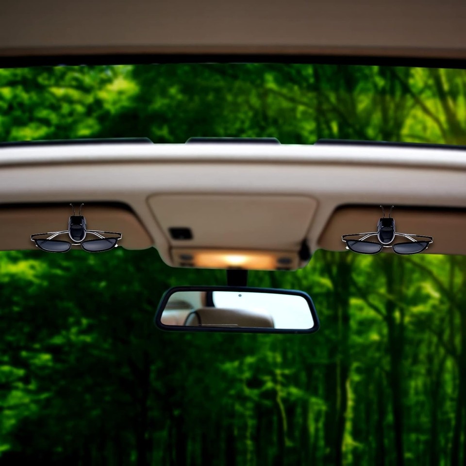 2-Pack Car Sun Visor Sunglasses Clips Universal Fit Black | eBay UK
