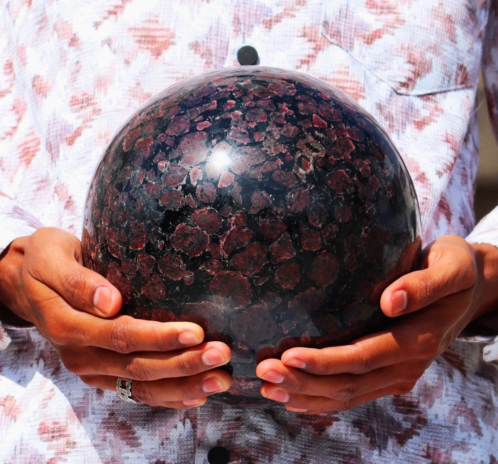 190MM Garnet In Astrophyllite Crystal Sphere Chakra Balance Healing ...