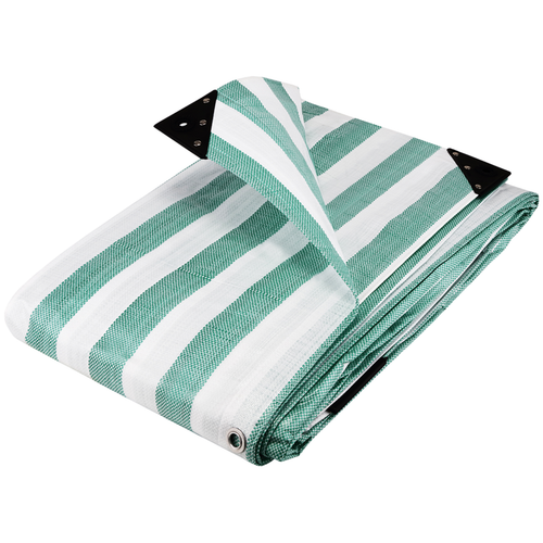 350cm x 550cm Green/White 170gsm Striped Tarpaulin Heavy Duty Market ...