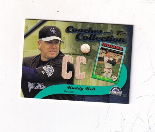 2002 BUDDY BELL TOPPS COACHES COLLECTION DUAL GU BAT RELIC COLORADO ...