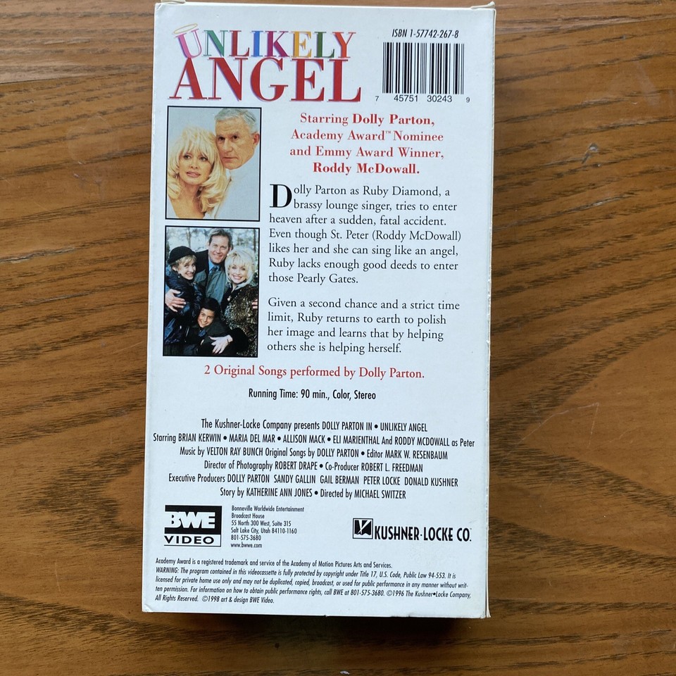 Unlikely Angel VHS Starring Dolly Parton - Roddy McDowall - Free ...