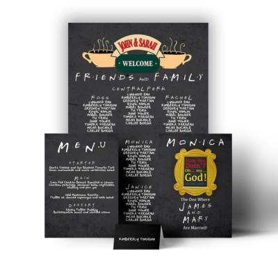 TV Friends Central Perk Chalkboard Wedding Table Seating Plan Chart ...