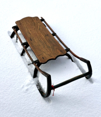 Antique Snow Sled Primitive H Lunger Swiss Valley Farm River Falls WI ...