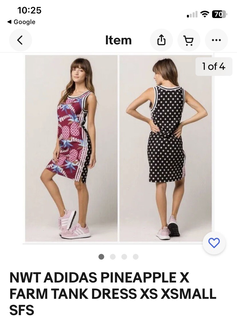ADIDAS logo PINEAPPLE &Polka dots X FARM TANK DRESS S… - Gem