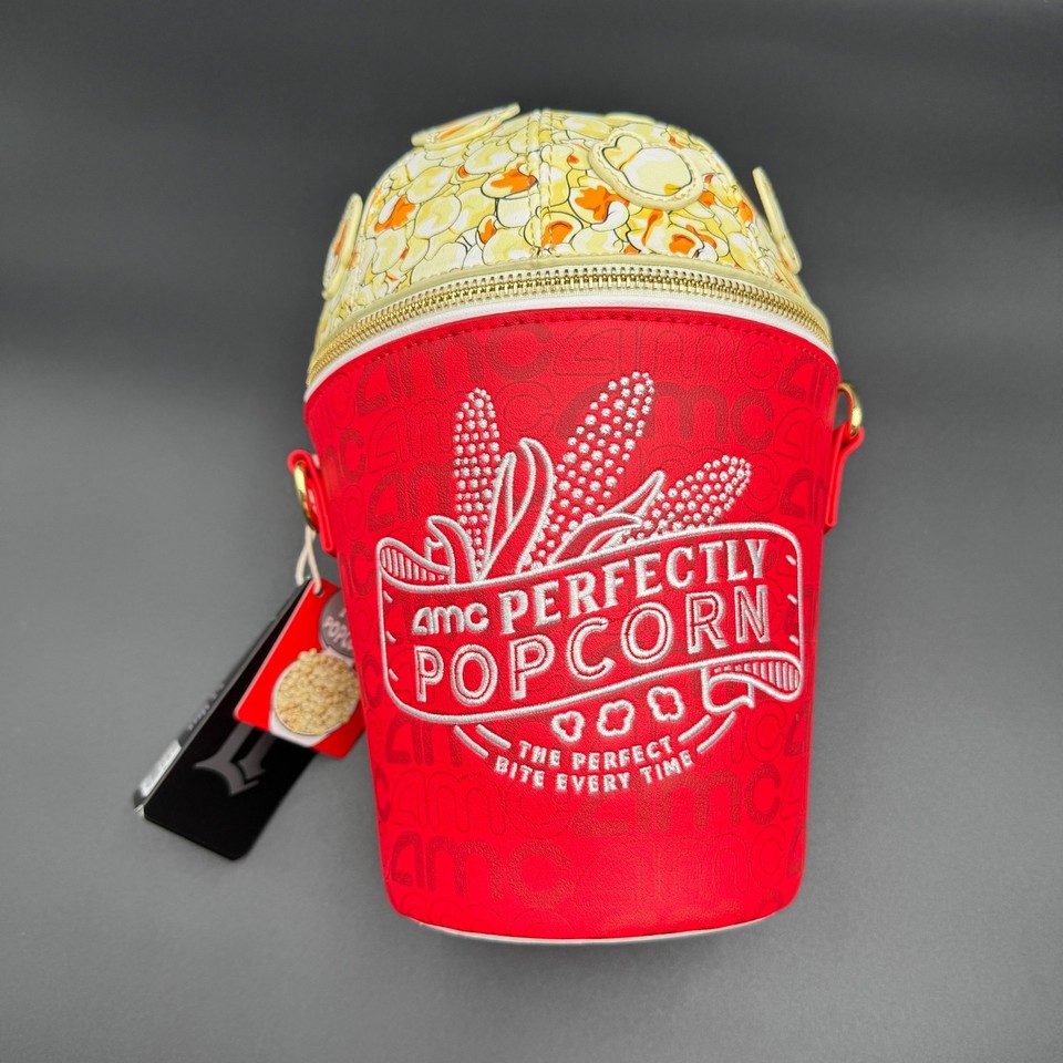Loungefly AMC Perfectly Popcorn Crossbody Popcorn Bucket Bag w/ Liner ...