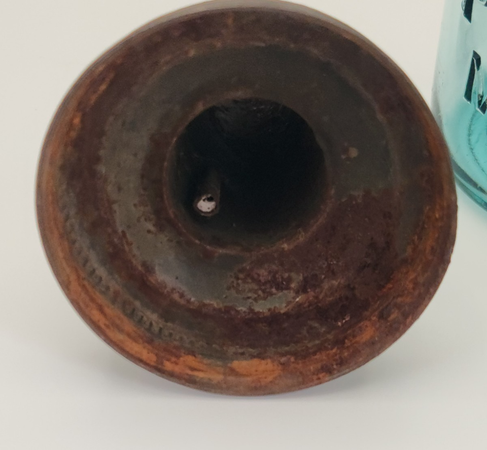 Vintage 4 Inch Automotive Oil Spout on Light Blue Ball Perfect Mason ...