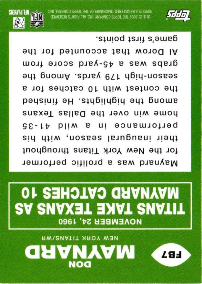 DON MAYNARD CARD #FB7 FREE SHIPPING B20R1S18P15 | eBay