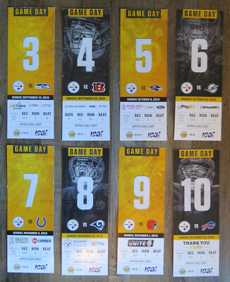 Pittsburgh Steelers 2019 Ticket stub lot Complete set LAST PAPER ...