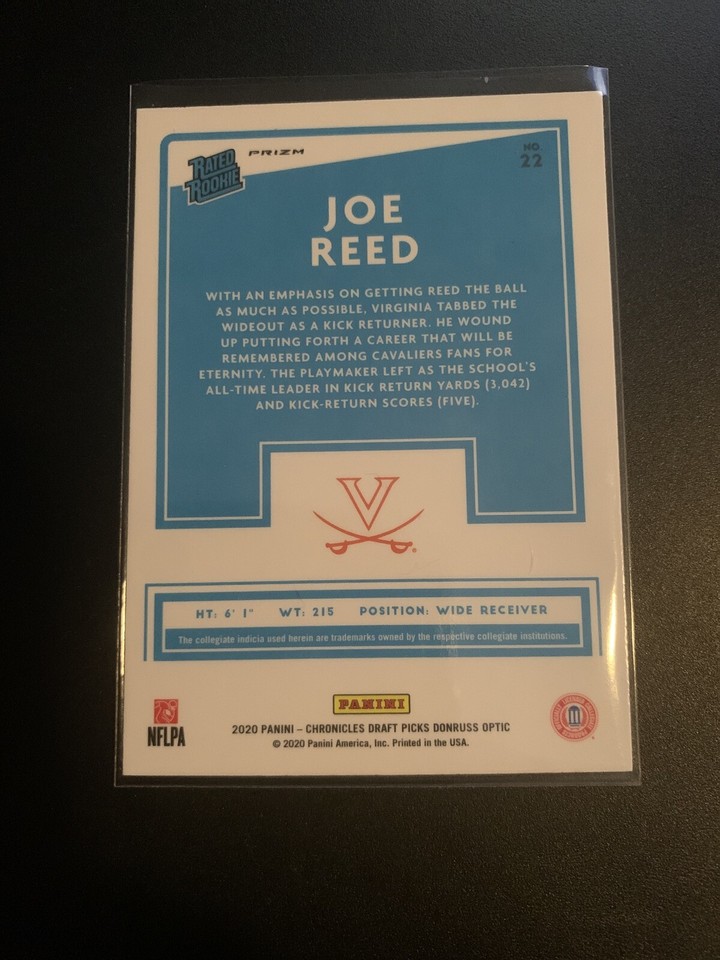 2020 Chronicles Draft Blue Optic Sp Joe Reed Virginia RC#22 | eBay