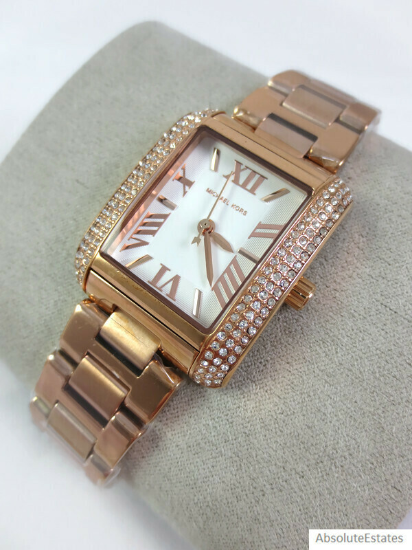 NEW Michael Kors Emery Mid Pave Glitz Rose Gold Bracelet Watch MK4641 ...