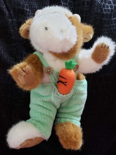 Vintage Hugfun 2001 Plush Cow With Carrot In Green Overalls 8.5 ...