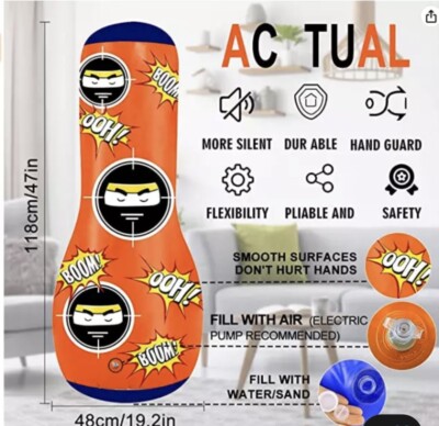 NEW BOOM Kid's Inflatable Two-Sided Karate, Taekwondo, MMA Punching Bag ...