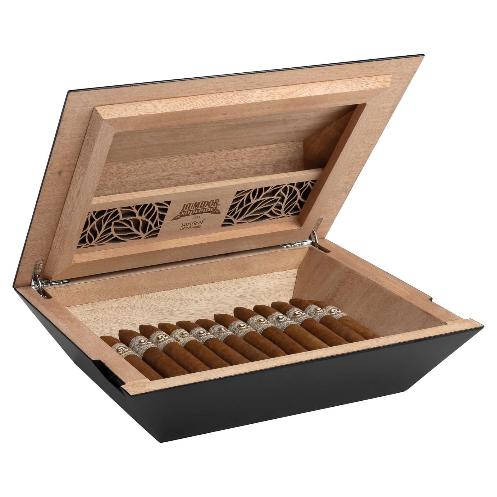 Humidor Supreme Aria Large Cigar Humidor , 40-80 Cigar Wood Box, Modern ...