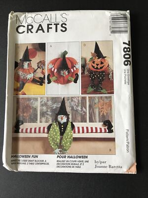 McCalls 7806 Halloween Pattern Pumpkin Witch Wall Hanging Draft Buster ...