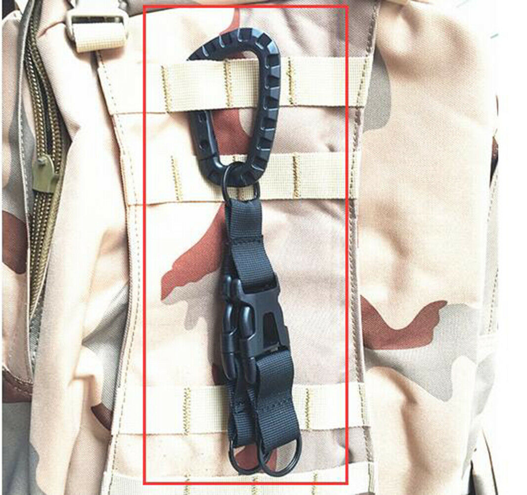 Outdoor Carabiner Hook Webbing 2x Buckle Nylon Molle Belt Hang Key Ring ...