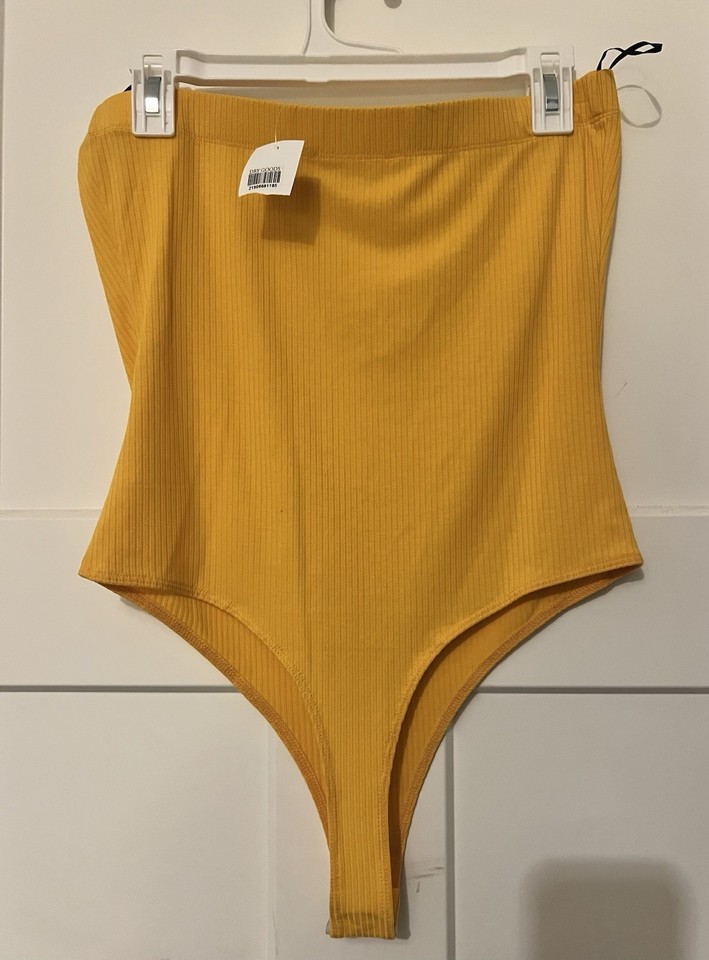 Double Zero Women's Lovely Large Yellow Strapless Bodysuit Tubetop Size ...