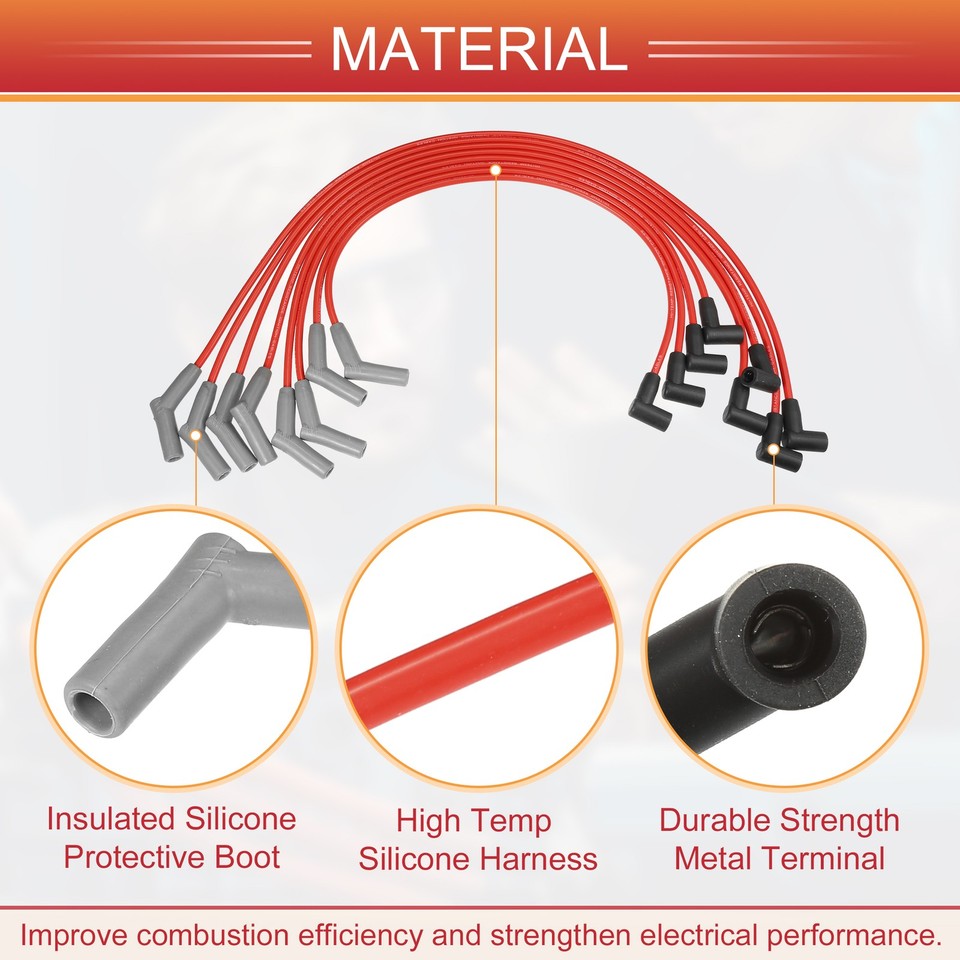 8 Pcs Spark Plug Wire Ignition Coil Cable for Ford Valve Cover Wires ...