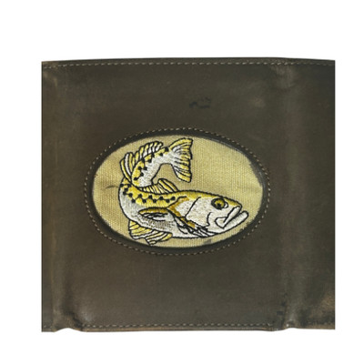Men’s Leather Tri-Fold Wallet Fish Embroidered Bass Fishing Outdoors ...