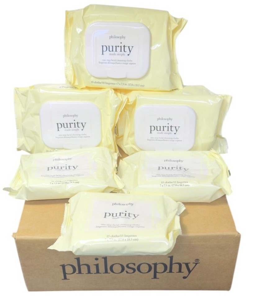 6 Packs Philosophy Purity One-Step Facial Cleansing Cloths Makeup Wipes ...