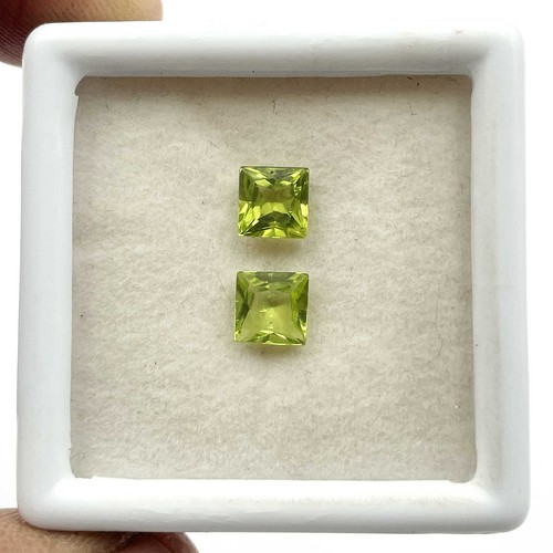 Natural Peridot Square Cut Loose Gemstone Lot 2 Pcs 6 MM 2 CT | eBay