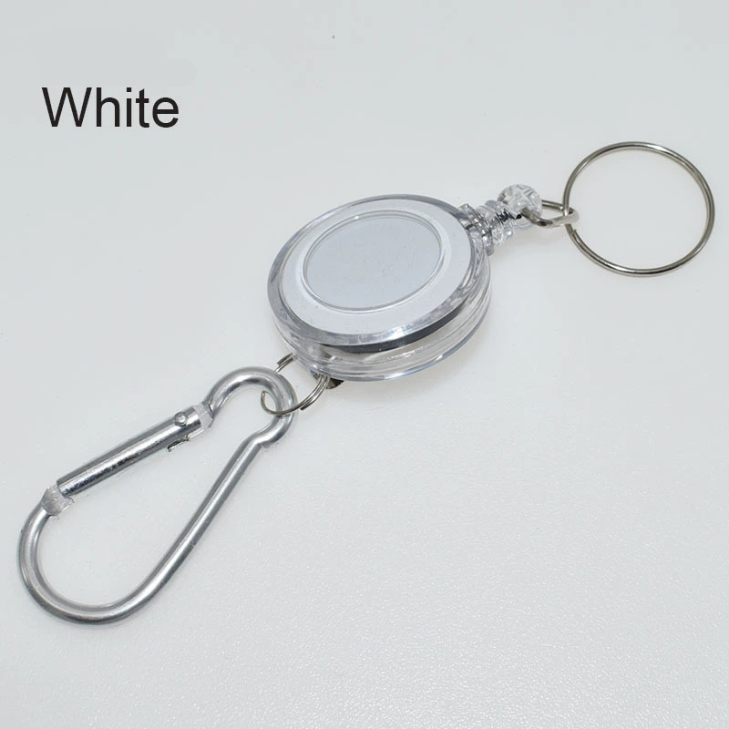 2 x Heavy duty Retractable Pull Badges ID Reel Carabiner Key Chain ...