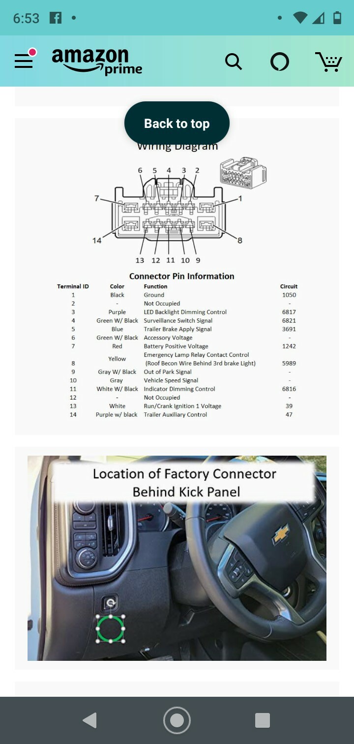 2019+ Chevy Gm 1500,2500,3500 accessory Connector strobe chmsl upfitter ...