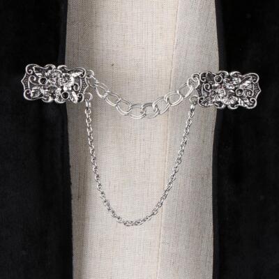 Antique Silver Flower Cardigan Clips Shawl Shrug Sweater Collar Clasps ...