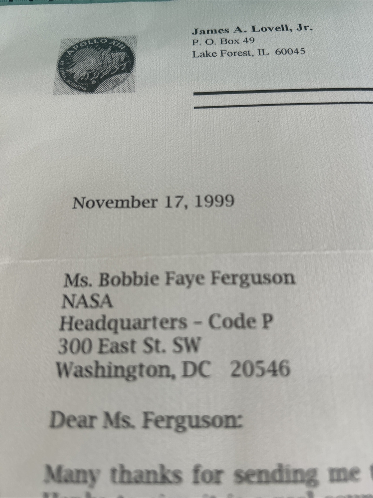 Nasa Official Letterhead