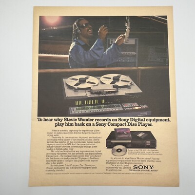 Sony Digital Audio Sony Compact Disc 1985 Print Ad 9.5"x12" Stevie ...
