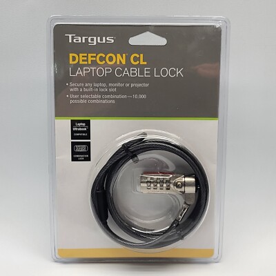⭐️ Targus Defcon CL Laptop Cable User Set Combination Lock w/ 6.5 Foot ...