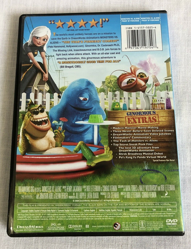 Monsters vs Aliens Dreamworks DVD | eBay